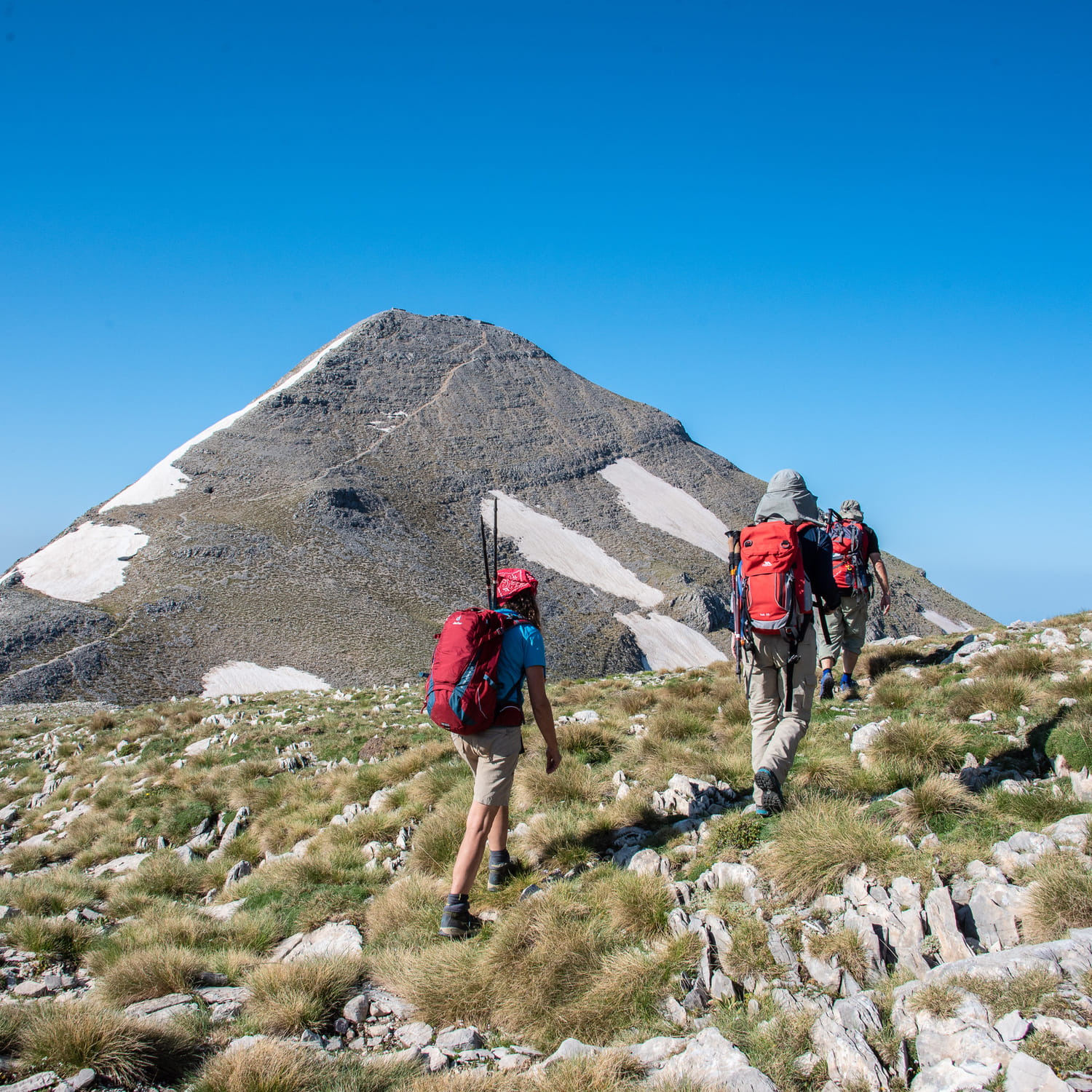 Hiking mount Taygetos summit at 2407m