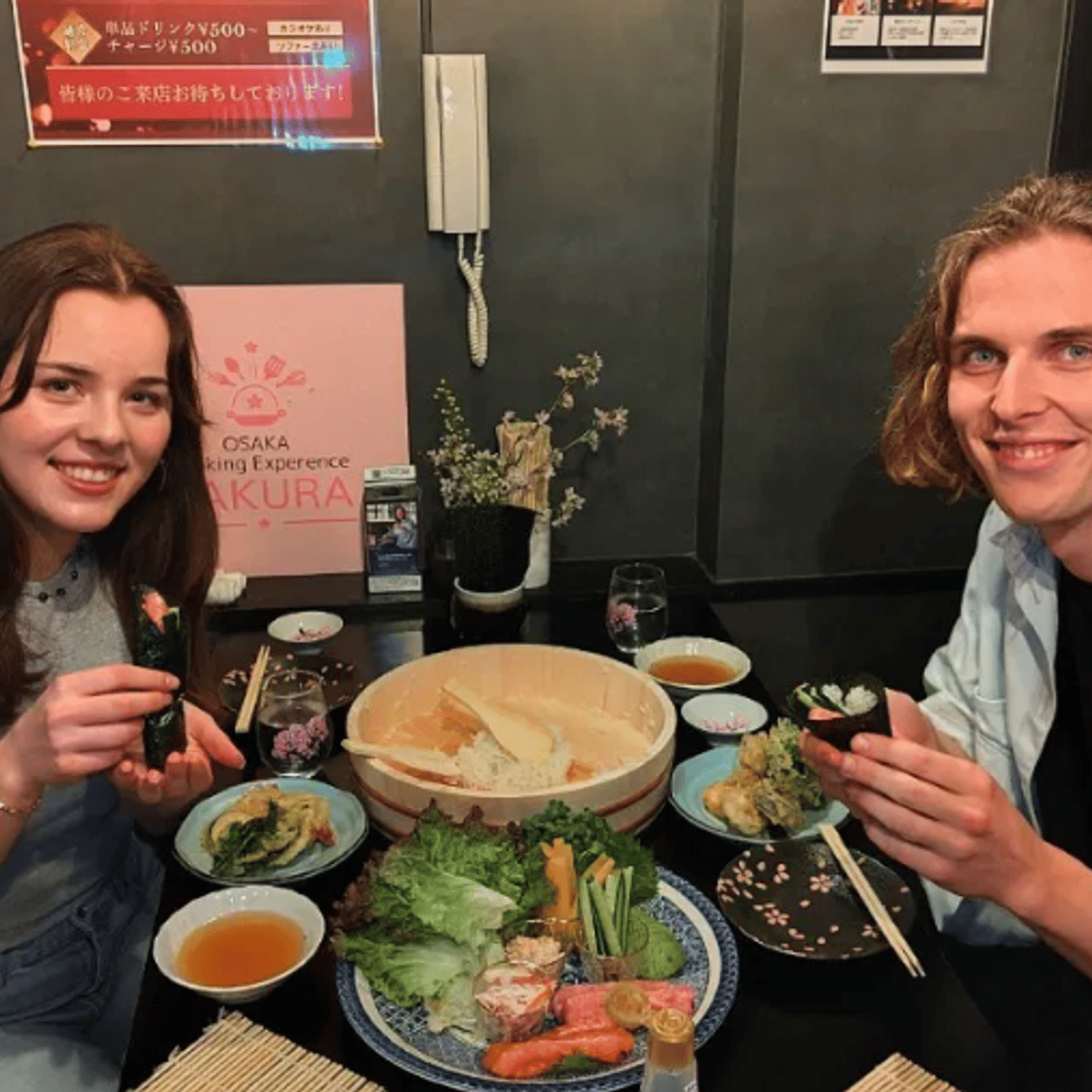 Osaka : Temaki Sushi and Tempura Cooking Class @SAKURA