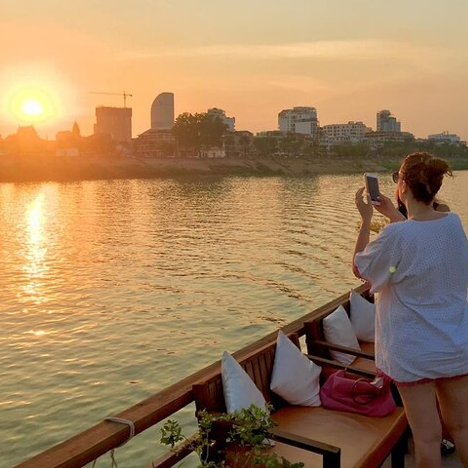 Mekong River in Phnom Penh sunset Cruise